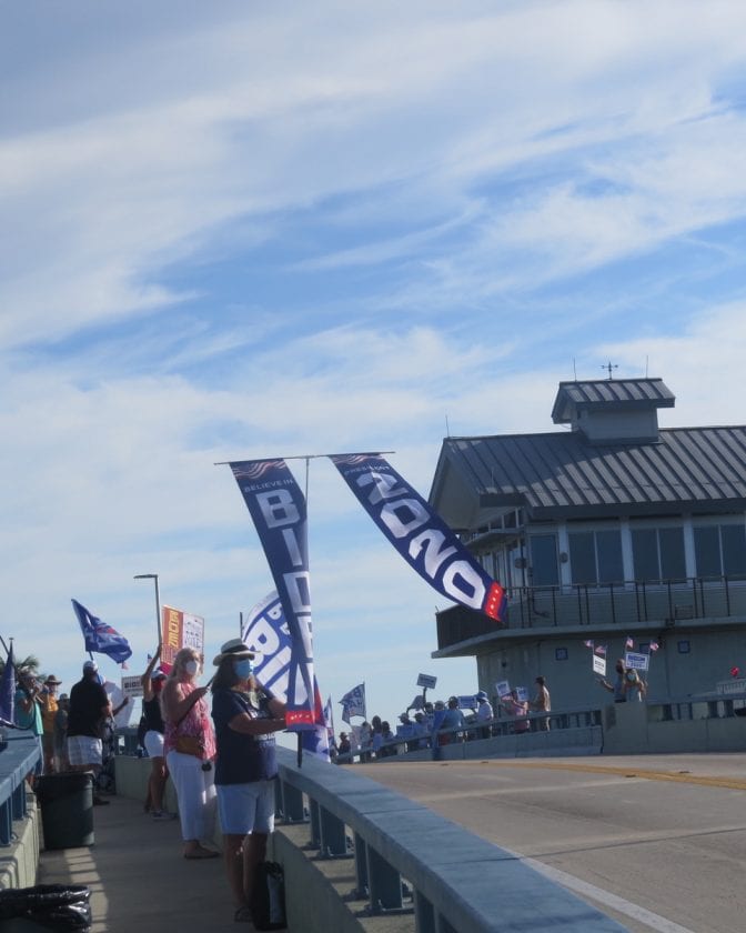 Locals hold Biden Harris rally on Matlacha Bridge - Cape Coral Breeze